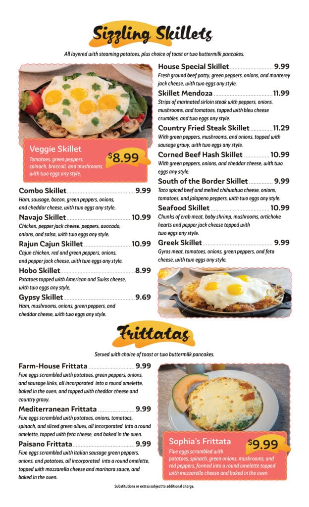 Menu - Sophia's Famous Pancakes